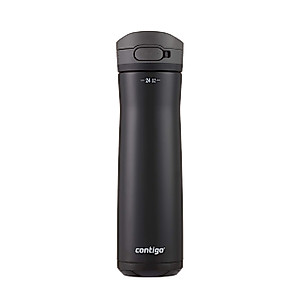 Contigo Jackson Chill 2.0 Vacuum-Insulated Stainless Steel Water Bottle, Secure Lid Technology for Leak-Proof Travel, Keeps Drinks Cold for 12 Hours, 24oz Licorice
