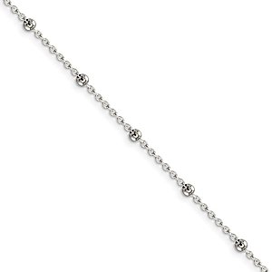 The Black Bow 1.3mm, Sterling Silver Beaded Cable Chain Necklace, 16 Inch