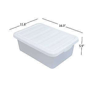 Jandson 14 Quart Clear Frosted Bin, Plastic Latching Box/Container with White Lid, Pack of 2, F