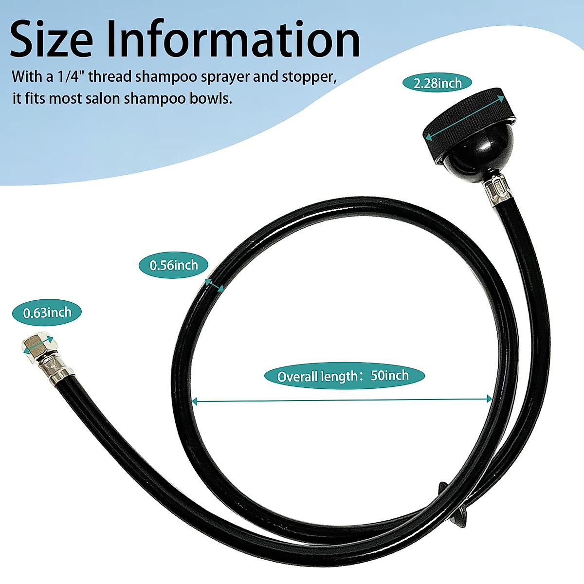 2 Packs Shampoo Bowl Hose and Sprayer, Salon Spray Head with Rubber Hose to Attach Shampoo Bowl Faucet Vacuum Breaker, Sink Replacement Part for Salon, Barber Shop, Spa, 1/4" Thread