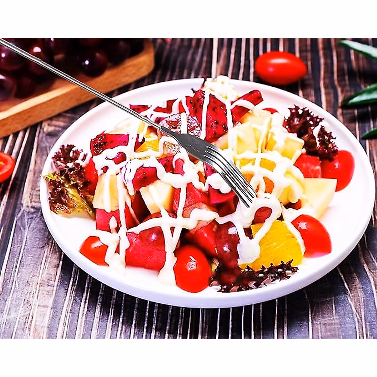 Malemollygebide Retractable Creative Kitchen Stainless Steel Fork,Machine washable,Scratch-Resistant,Portable, Silver Color,Easy to Clean,Extended to 25 Inches,Shortest to 8.67 Inches