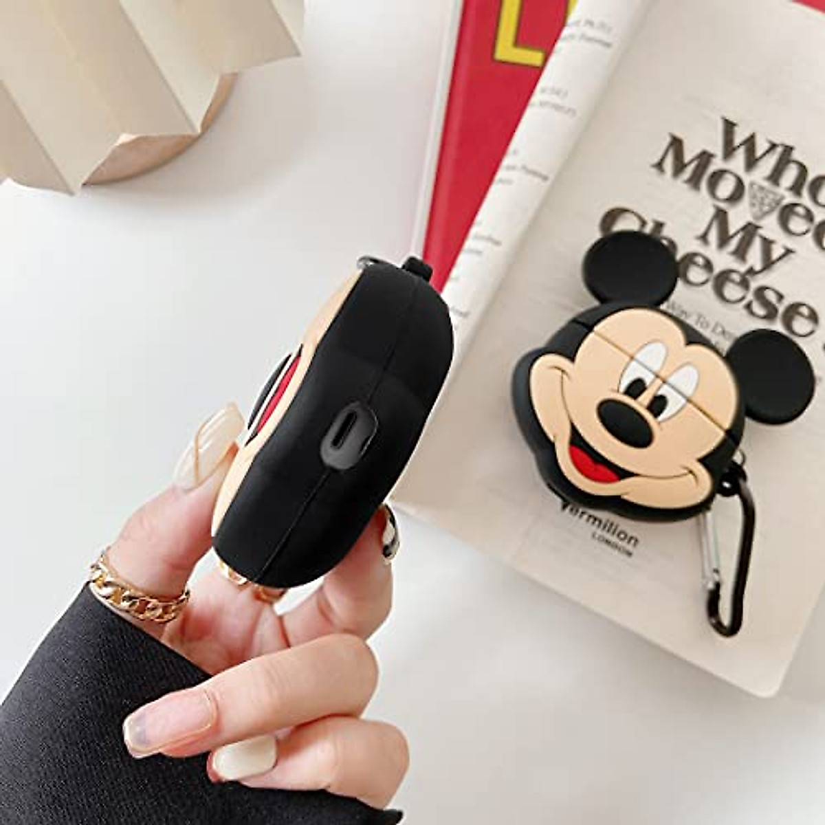COCOMII Cartoon Case Compatible with AirPods 3 - Silicone, Slim, Matte, Cute Funny Animated, Anxiety & Stress Relief, Keychain Ring, Fingerprint Resistant, Anti-Scratch, Shockproof (Minnie Face)