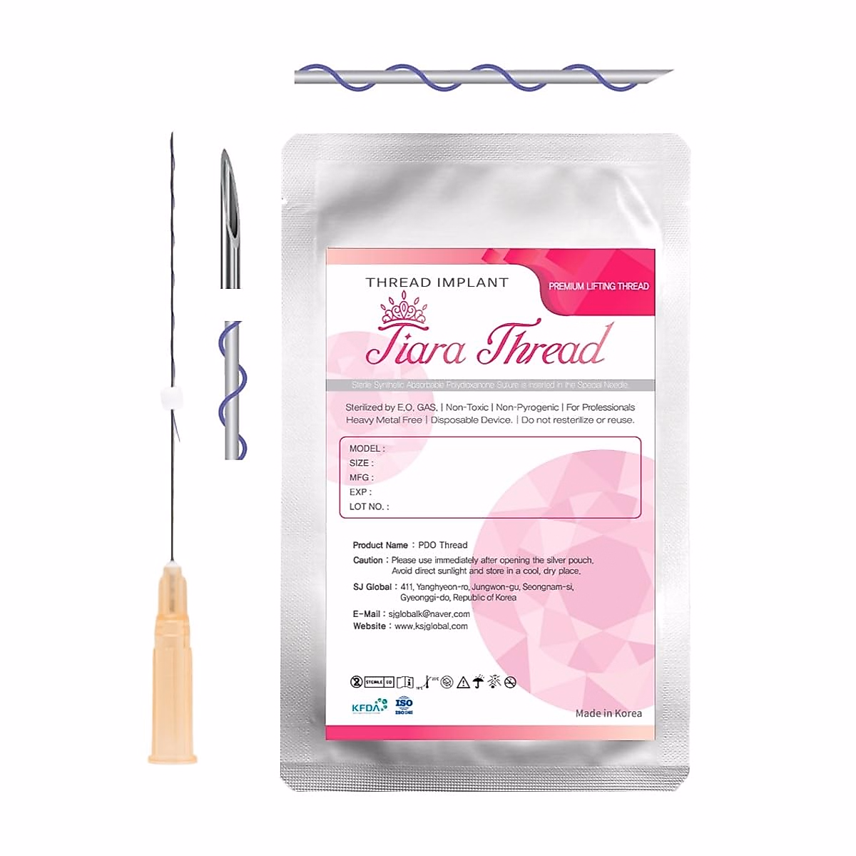 Tiara PDO Thread Lift Korea - Mono Screw Type/Sharp (40pcs) (30G25)