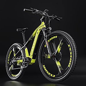 cysum CM520 29" Adult Electric Bike, Electric Mountain Bike, 500W Powerful Motor, Ebike Max Torque 55um, Men's E-MTB, 48V 14Ah Li-Battery, Ctiy Commuter Electric Bicycle, Max Range 80km (Black-Green)
