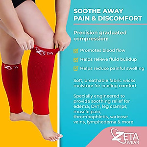 Zeta Wear Plus Size Leg Sleeve Support Socks - The Wide Calf Compression Sleeve Women Love for Its Amazing Fit, Cotton-Rich Comfort, Graduated Compression & Soothing Relief, 1 Pair, Size 2XL, Black