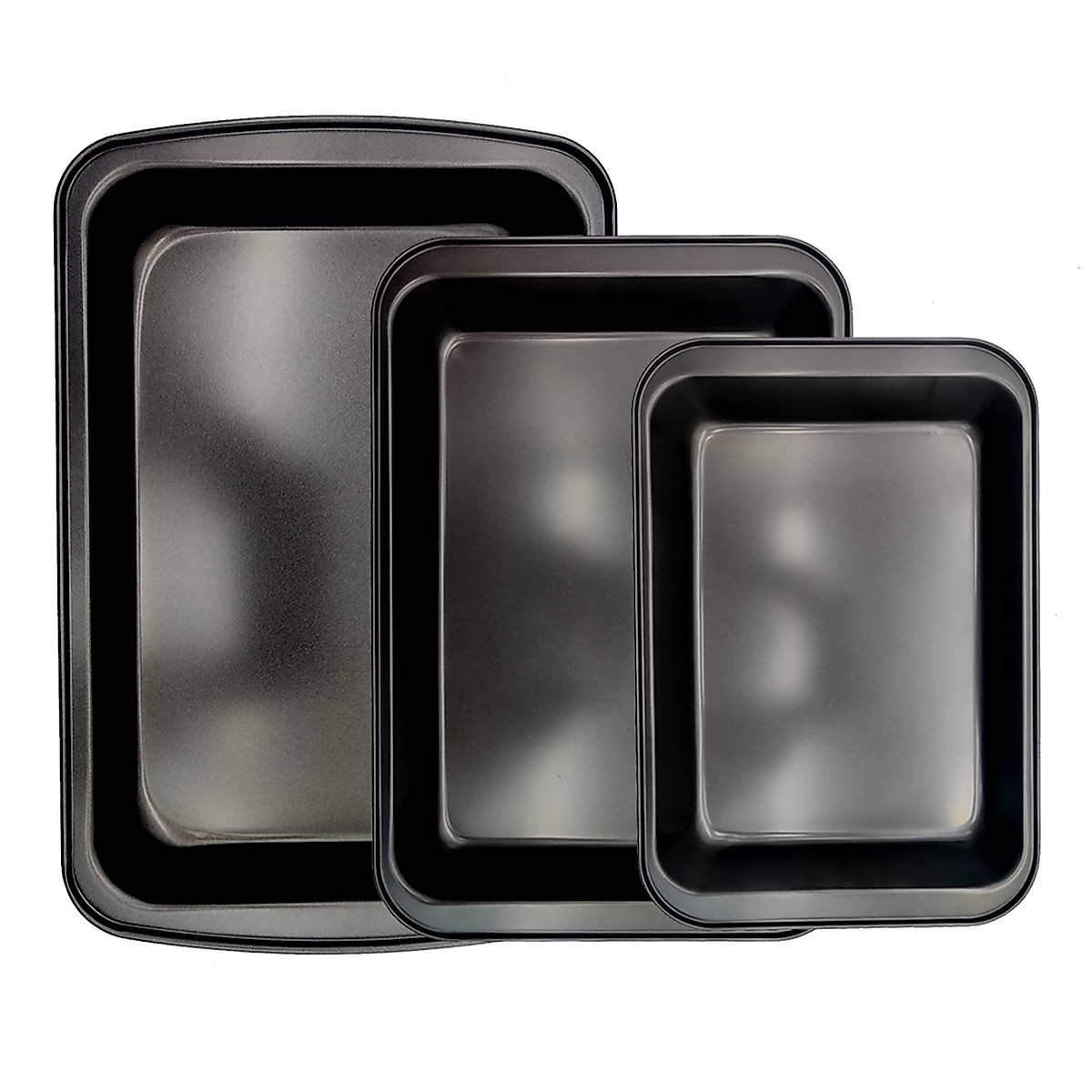 PINVNBY Baking Pans Set,Nonstick Bakeware Set with Baking Sheet, Muffin Pan, Round Cake Pan, Pizza Pan, Kitchen Oven Pan Baking Sheet Set, Complete Carbon Steel Bakeware Set (3 Pieces)