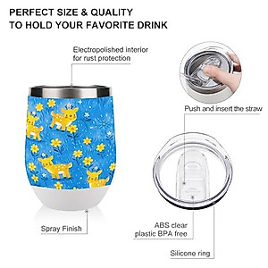OPTKSNCU 304 Stainless Steel Insulated Cup with Lid, Yellow Sika Deer Print Durable, And Easy to Clean – Ideal for Home, Office, And Gift Giving