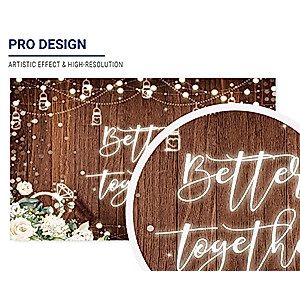 Allenjoy Better Together Backdrop Bridal Shower Wedding White Floral Theme Party Decorations Rustic Wood Flowers Banner Photography Background Photobooth Supplies