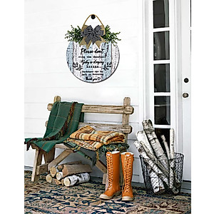 Sokomurg Baby Sleeping Sign for Front Door 11Inch Please Don't Ring The Doorbell Baby Is Sleeping Packages Can Be Left On Doorstep Thank You Round Wooden Door Hanger for Baby Room Nursery Front Door Door Knob Decor