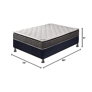 Continental Sleep 9-Inch Foam Encased Pillowtop Pocketed Coil Innerspring Fully Assembled Mattress, Good for The Back, King, White