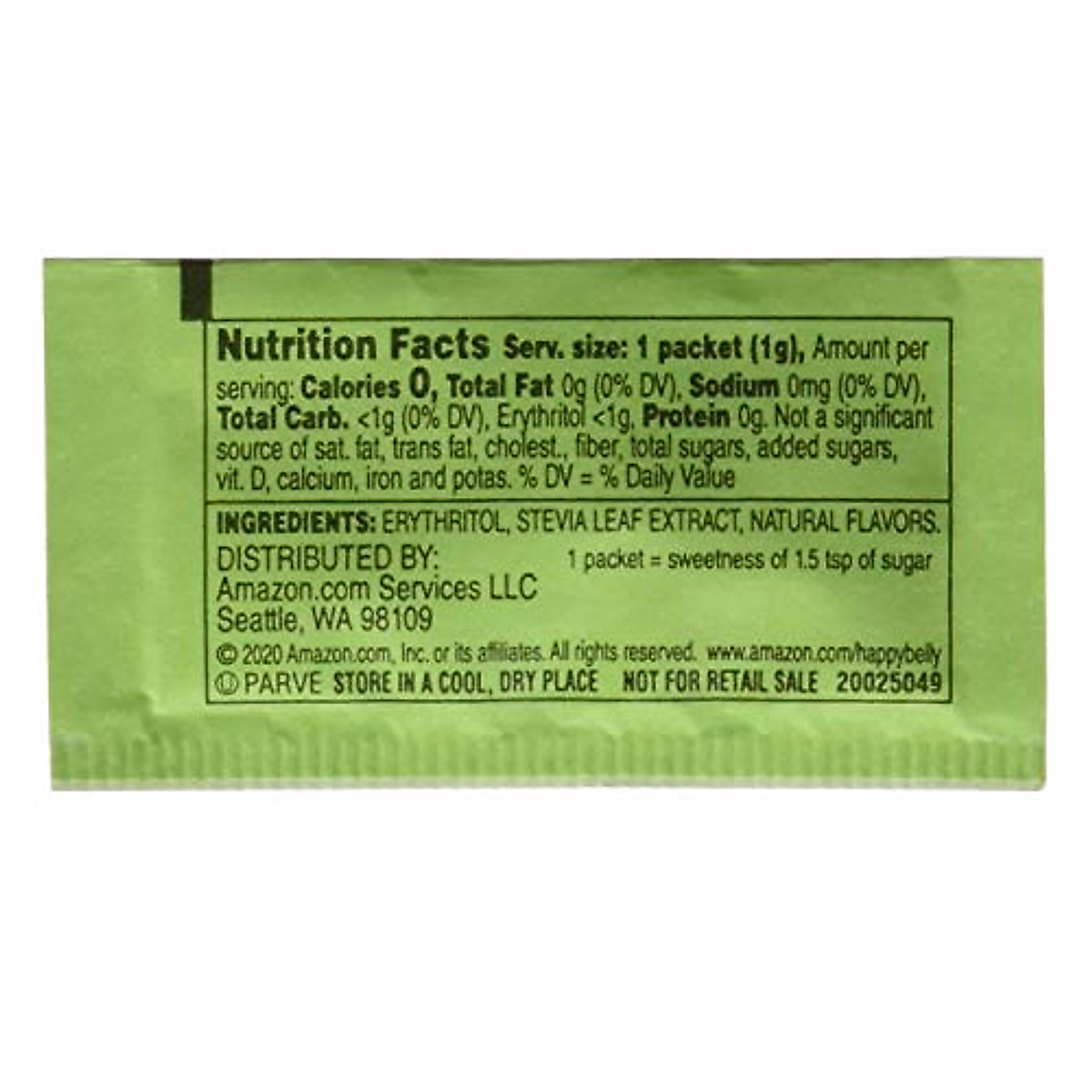 Amazon Brand - Happy Belly, Zero Calorie Stevia Sweetener powder, 140 Packet, 4.93 ounce (Pack of 1) (Previously Sugarly Sweet)