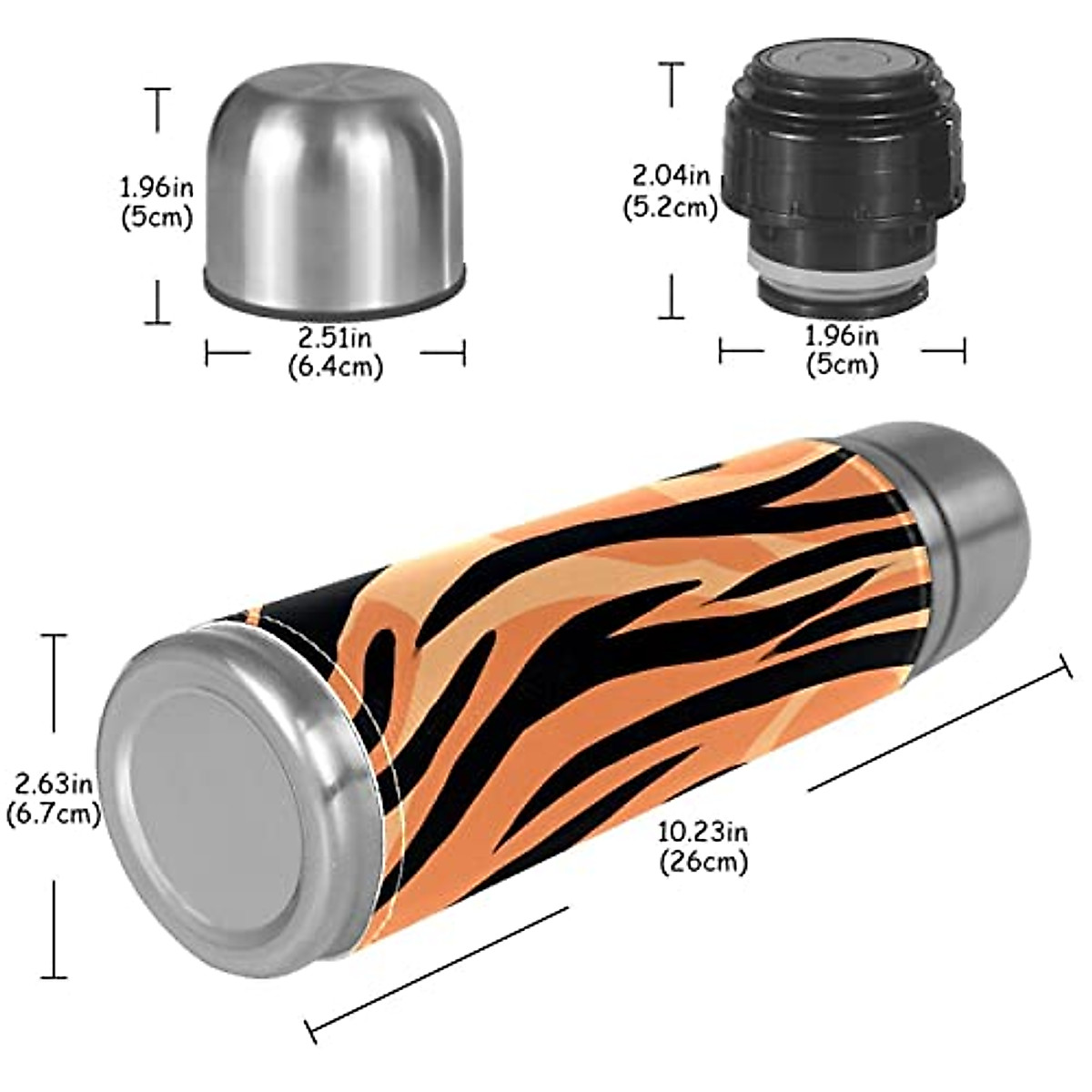 Stainless Steel Leather Vacuum Insulated Mug Tiger Texture Thermos Water Bottle for Hot and Cold Drinks Kids Adults 16 Oz