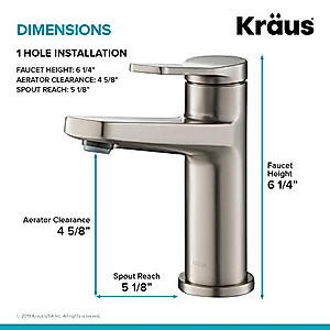 KRAUS Indy Single Handle Basin Bathroom Faucet in Spot Free Stainless Steel, KBF-1401SFS (2-Pack)