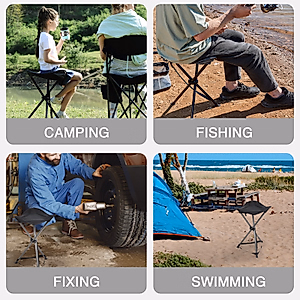 PORTAL Compact Folding Tripod Stool, Portable Tripod Chair 3 Legs for Camping Outdoor Hiking Hunting Fishing Picnic Travel Beach BBQ Garden Lawn, Supports 225 lbs, Black