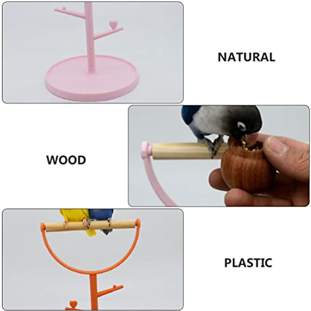 Ipetboom Wooden Toys Wooden Parrot Perches Stand Platform: 2Pcs Bird Playground Parrot Playstand Bird Hanging Swing Toy Parrot Bite Play Toy Birds Cage Accessories Desktop Toys Chew Toys