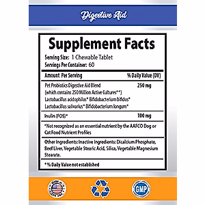 Digestive enzymes for Cats - Pet Digestive Aid - Probiotics - for Dogs and Cats - Chewable - Digestive for Cats - 2 Bottle (120 Chews)