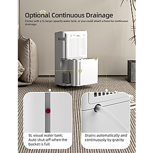 4500 Sq. Ft Dehumidifier for Basement, 50 Pints Large Dehumidifiers for Home with drain hose and 5L Water Tank, Powerful Moisture Removal for Whole House, Large Room, and Intelligent Humidity Control