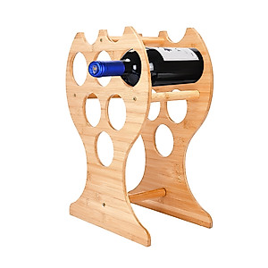 2LB Depot Bamboo Wine Racks Countertop - Stylish & Space-Saving Wooden Holder for 6 Bottles - Eco-Conscious, Easy Assembly - Wine Storage Organizer - Rustic Free-Standing Cellar Racks - 17.3"x12.6"x7"