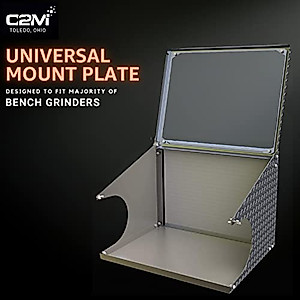 c2M Bench Grinder Aluminum Enclosed Eye Shield | Universal Safety Plexiglass Guard for Sparks and Dust | Easy to Assemble, USA Made