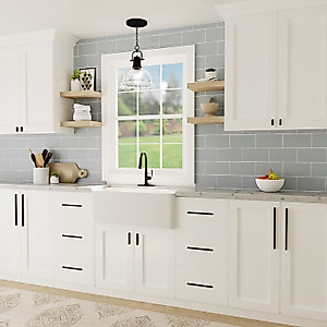 Hickory Hardware 1 Pack Solid Core Kitchen Cabinet Pulls, Luxury Cabinet Handles, Hardware for Doors & Dresser Drawers, 1-1/4 Inch (32mm) Hole Center, Flat Onyx, Streamline Collection