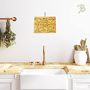 Totally Bamboo Destination Colorado State Shaped Serving and Cutting Board, Includes Hang Tie for Wall Display
