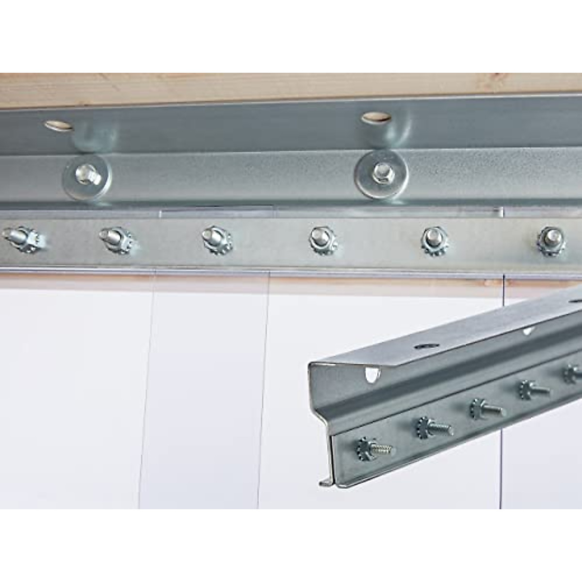 Strivide - Strip Curtain Door Hardware - Commercial Industrial Strength Universal Jamb or Wall Mount Strip Door Hanger, 14 ga Galvanized Steel Plastic Strip Door Hanger - 8 Foot (Two 4 Foot Sections)