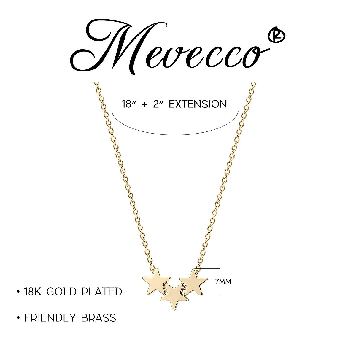 MEVECCO Lucky Star Pendant Necklaces,18k Gold Plated Three Stars Handmade Generations Necklace for Grandma 3 Circles Necklace Mom Granddaughter Mothers Day Jewelry Birthday Gift