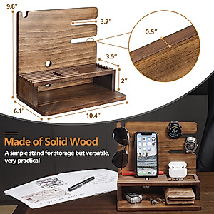 Homde Solid Wood Charging Station Storage/Nightstand for Multiple Devices Including Phone, Smart Watch, Laptop, Tablet Perfect as an Electronic Organizer Gift for Men