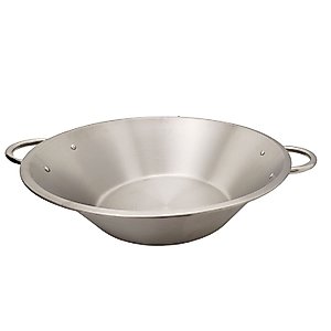 LAVO HOME 22 Inch Carnitas Cazo Flat Bottom Comal Stainless Steel Caso Pot Pan Wok Gas Stove 21 Qt