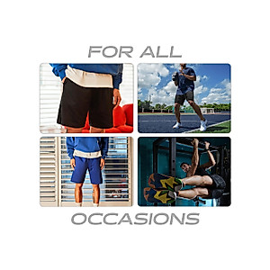 Hat and Beyond Mens Lightweight Basic Mesh Solid Basketball Jersey Workout Fitness Gym Shorts (Large, 1ihb01_Navy)