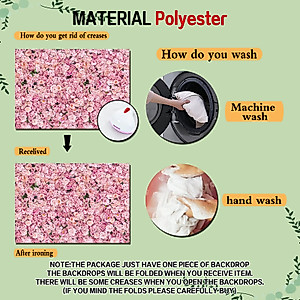 Pink Rose Flowers Wall Photo Background Girls Birthday Party Decoration Photography Backdrop for Valentine's Day Weeding Bridal Shower Anniversary Ceremony Decor Banner 7x5ft