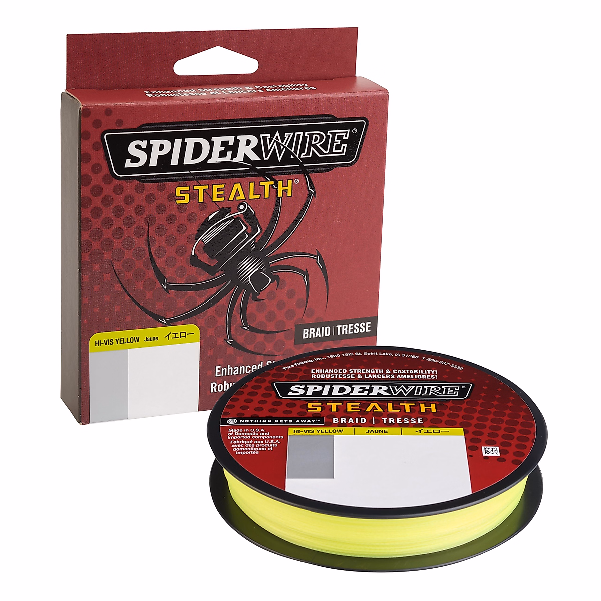 SpiderWire Stealth® Superline, Hi-Vis Yellow, 50lb | 22.6kg, 300yd | 274m Braided Fishing Line, Suitable for Freshwater and Saltwater Environments