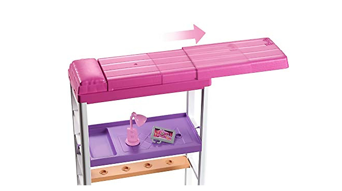 Barbie Doll & Transforming Loft Bed Playset - Desk & Bunk Beds