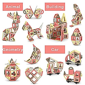 AOMIKS Magnetic Blocks Tiles 162PCS for Kids Ages 3+ Years Old Creativity & Educational 3D Mini Magnetic Building Toys for Girls and Boys Birthday STEM Magnetic Building Tiles Set