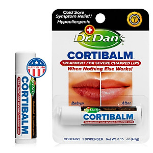 Dr. Dan's Cortibalm -1 pack-for Dry Cracked Lips - Healing Lip Balm for Severely Chapped Lips - Designed for Men, Women and Children