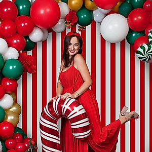 Jecery 54 Inch x 100 ft Tablecloth Roll Red and White Striped Tablecloth Red Brick Wall Backdrop Carnival Circus Decorations Wizard Photography Supplies for Photo Booth Props