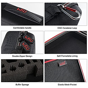 HSU Large Carrying Case for GoPro Hero 11,10,9, Hero 8,7,6,5,4,3 and Accessories, DJI Osmo Action,AKASO,Campark,YI Action Camera and More (Upgrade Sponge Precut Slots)(Red)