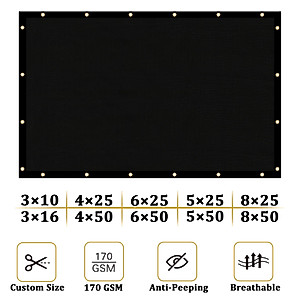 Shade&Beyond 6' X 50' Fence Privacy Screen Heavy Duty 170 GSM Fencing Mesh Shade Net Cover for Wall Garden Back Yard Outdoor Home Decoration, Black