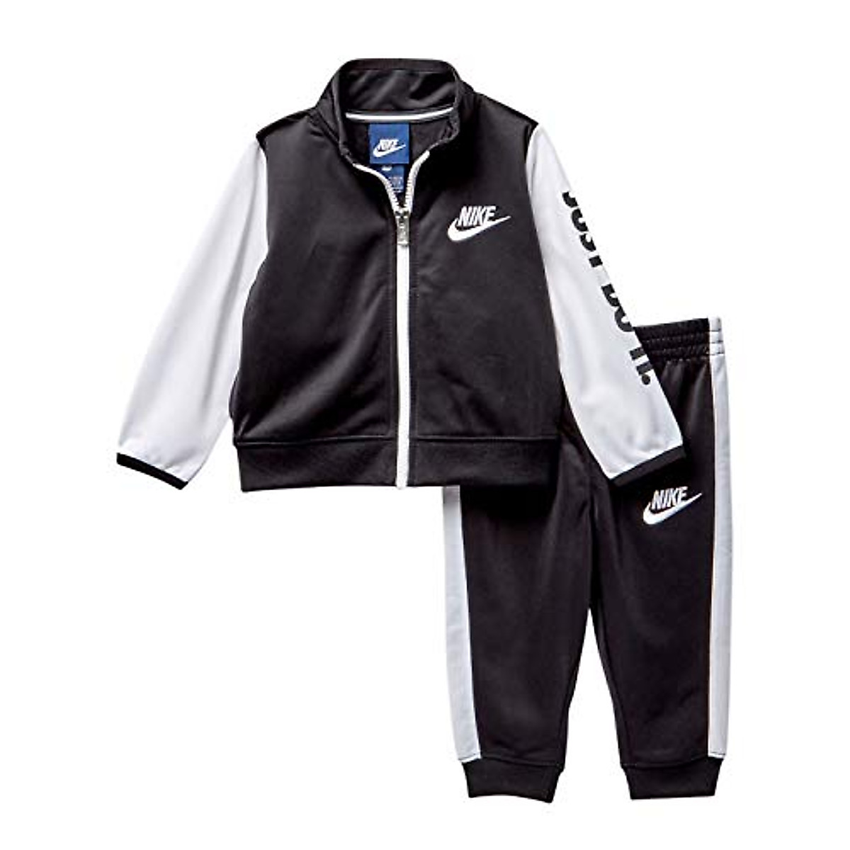 NIKE Baby Boy's 2-Piece Tricot Warm-Up Jacket & Pants (Black/White/Black, 24 Months)