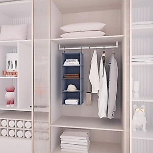 DonYeco Hanging Closet Organizer, Easy Mount Foldable 4-Shelf Hanging Closet Wardrobe Storage Shelves, Clothes Handbag Shoes Accessories Storage, Washable Oxford Cloth Fabric, Gray