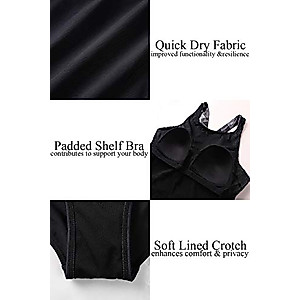 beautyin Tummy Control One Piece Swimsuit for Women Athletic Padded Swimwear L