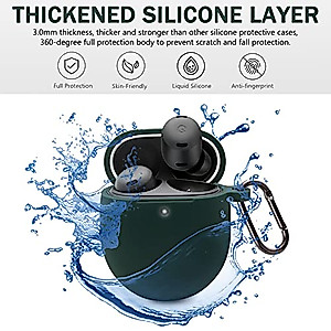 INGIDO Compatible for Google Pixel Buds Pro Case Cover with Keychain/Hand Strap, [Front LED Visible] Thickened Silicone Protective Cover Case for Google Pixel Pro Case 2022(Dark Green)
