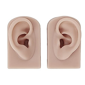 Pwshymi Silicone Piercing Model, 1 Pair Reusable Piercing Practice Ear Model Simulated Human Skin Versatile Flexible for Salon for Adults(Dark Skin Colour)