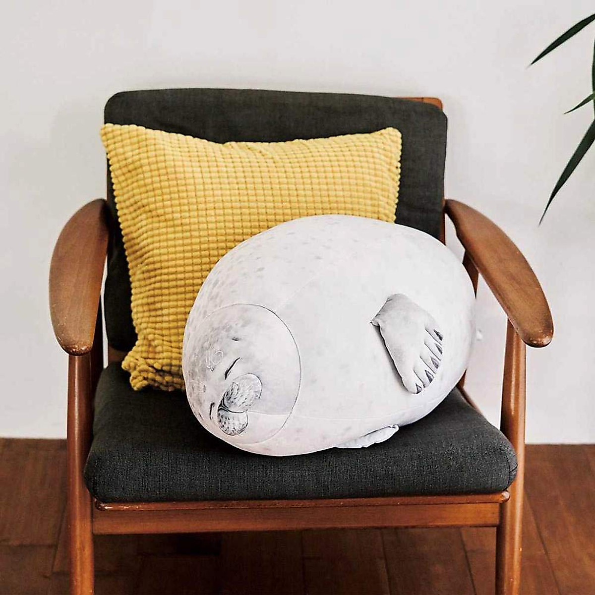 EHOTONG Cute Blob Seal Pillow, Chubby Seal Plush Hug Pillow Soft Stuffed Animal Toy (White, 15")
