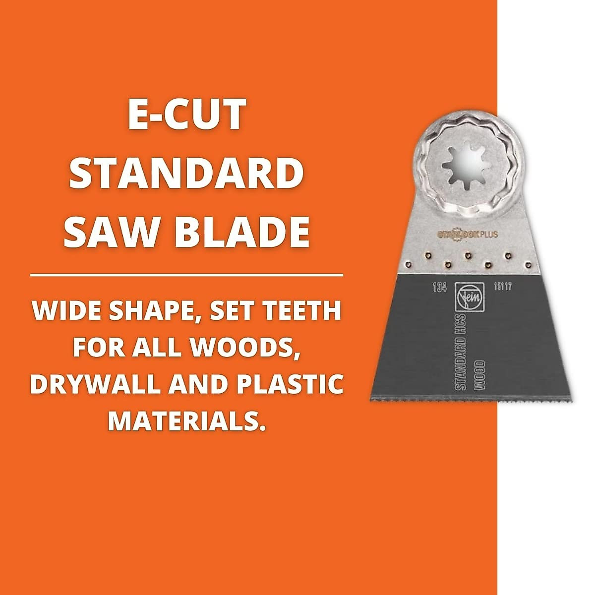 Fein StarLock Plus E-Cut Standard Oscillating Saw Blade - Wide Shape 2-1/2" Width for All Wood, Drywall and Plastics - Fits Most Multitools - 10-Pack - 63502134290