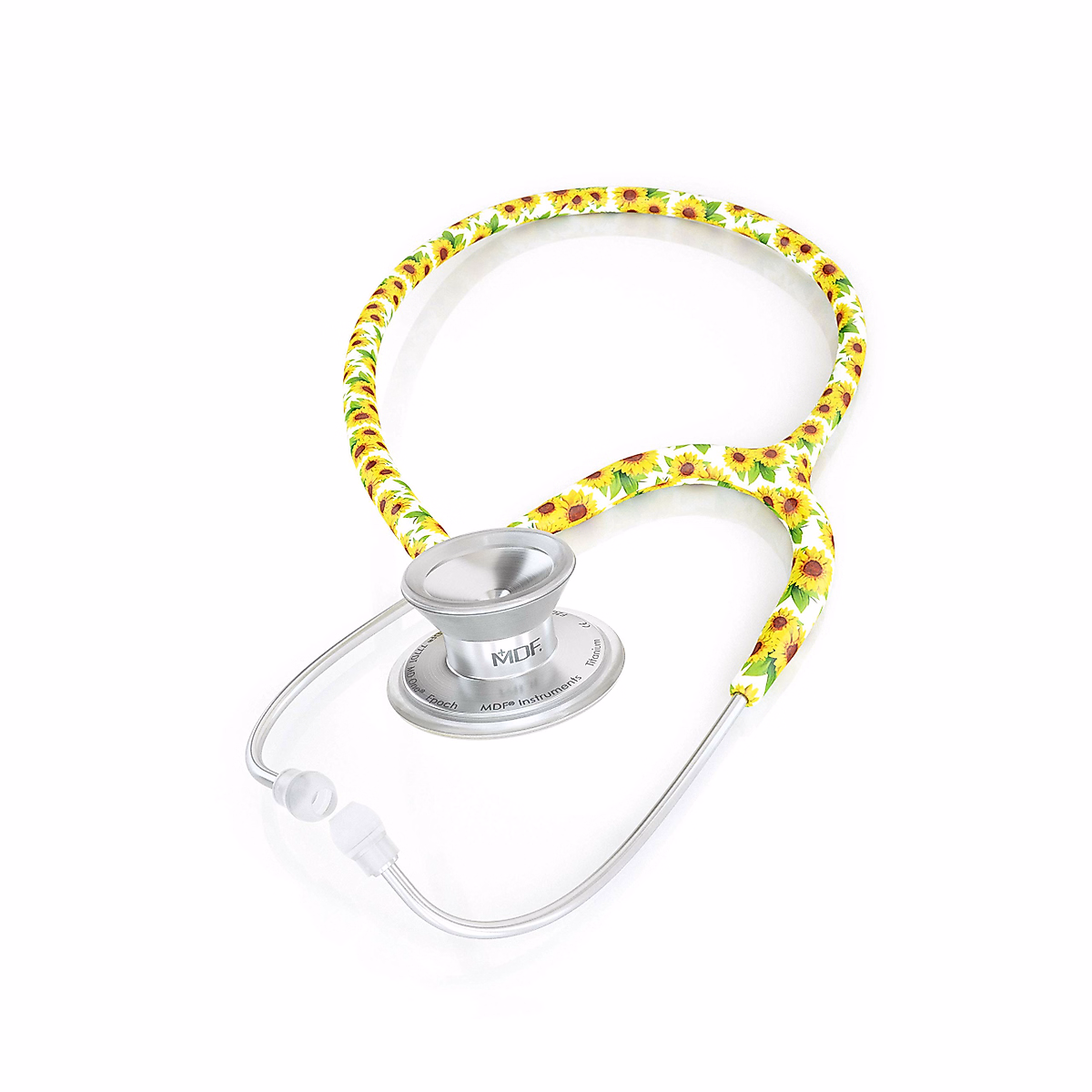 MDF Instruments MD One Epoch Lightweight Titanium Stethoscope (Sunflower) + MDF Pediatric Attachment with Clip