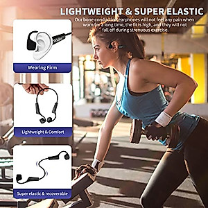 Wigfar Bone Conduction Headphones Premium Open-Ear Wireless Bluetooth Sport Headphones with Microphones, Sweatproof Waterproof Wireless Earphones for Running, Gym, Hiking, Cycling
