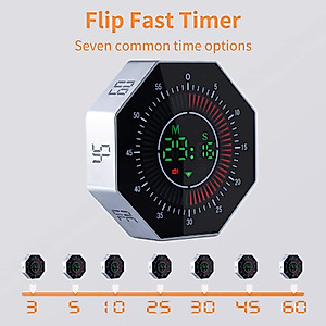Ousmile Flip Visual Timer, 60-Minute Countdown Pomodoro Timer for Kids and Adults, Magnetic Productivity Timer for Cooking Office, Kitchen, Classsroom, Work