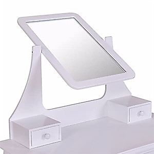 SDGH White Makeup Dresser Dresser Desk Chair Set with Square and 3 Drawer Dresser Dresser