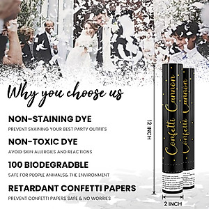 Confetti Cannon White Biodegradable Party Popper 12 Pack Rice Paper Party Poppers Confetti Shooters White Confetti Cannons for Wedding Graduation New Year Eve Celebration Christmas Birthday Party